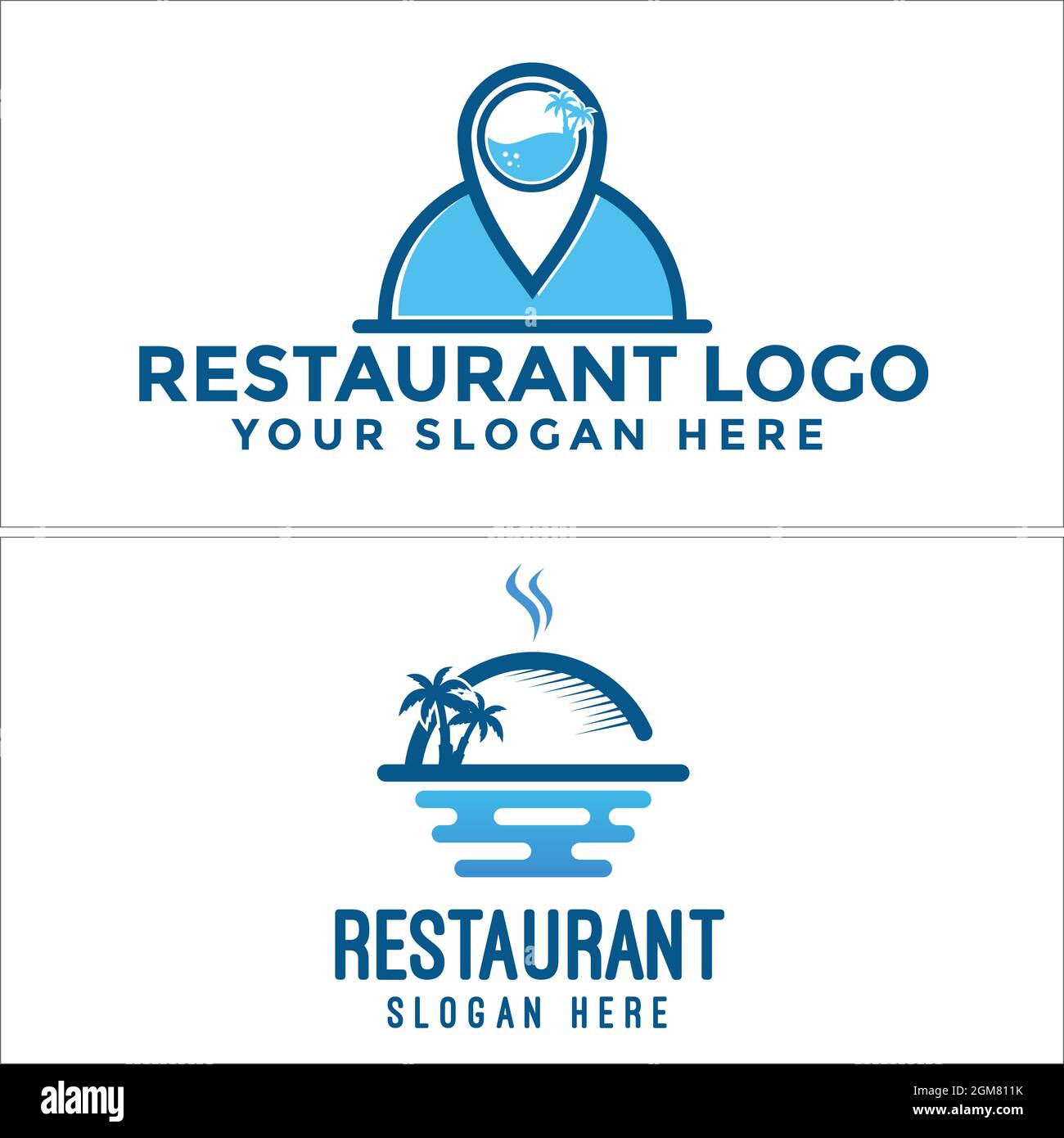 Restaurant beach pin location logo design Stock Vector Image & Art - Alamy