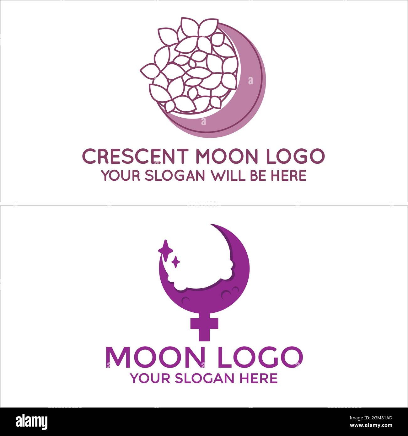 Cosmetics beauty crescent moon flower logo design Stock Vector Image ...