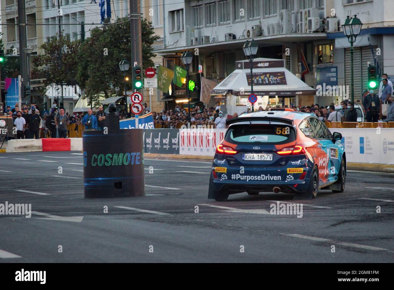 ATHENS, GREECE - Sep 09, 2021: Racing cars, Rally Acropolis 2021, first ...