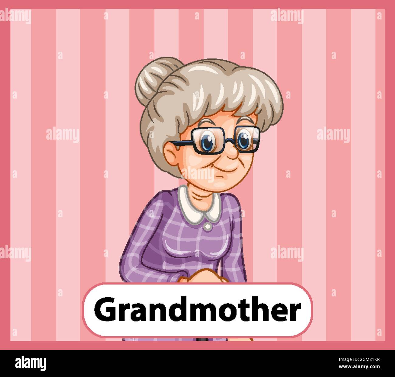 Educational English word card of grandmother illustration Stock Vector ...