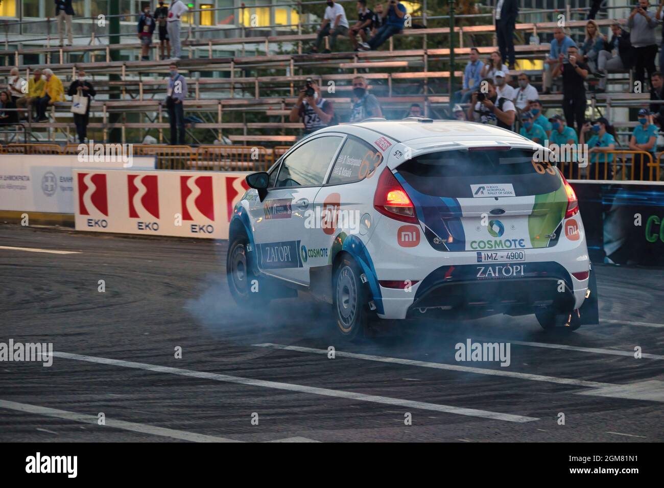 ATHENS, GREECE - Sep 09, 2021: Racing cars, Rally Acropolis 2021, first ...