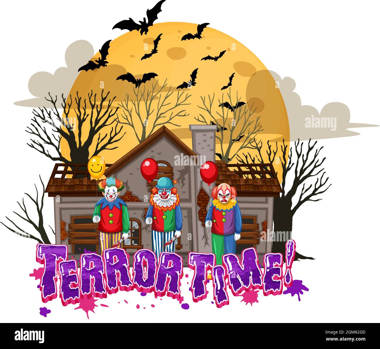 Terror Time text design with Haunted House illustration Stock Vector ...