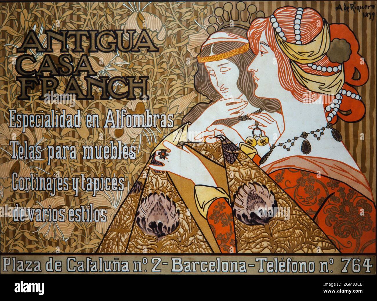 Cartel modernista. Casa de alfombras, antigua casa Franch, 1899 ...