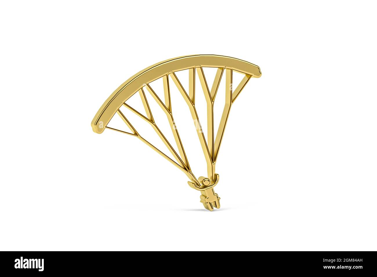 Golden 3d parachuting icon isolated on white background - 3D render ...