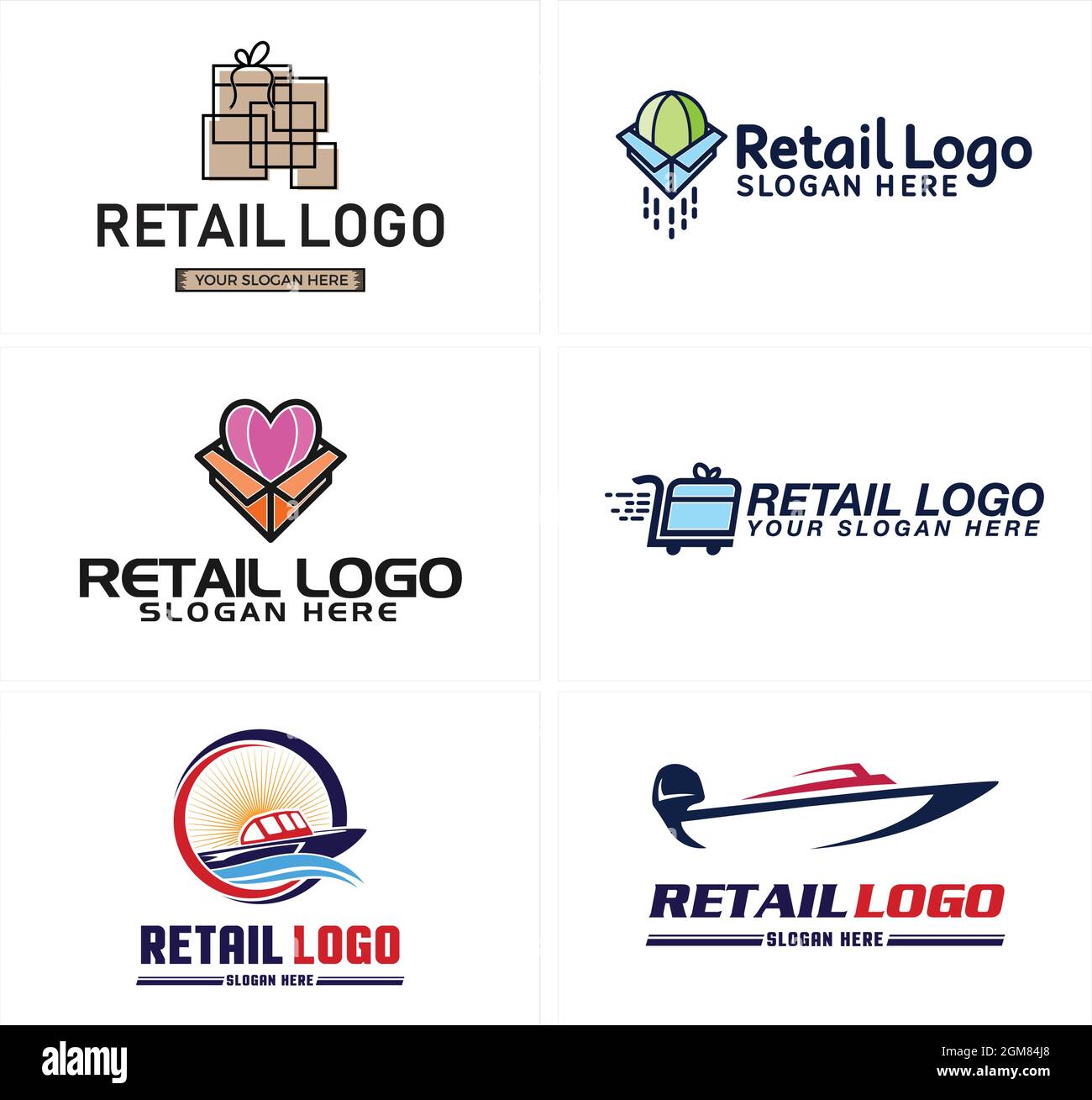 Retail shopping trolley and boat transportation logo design Stock ...
