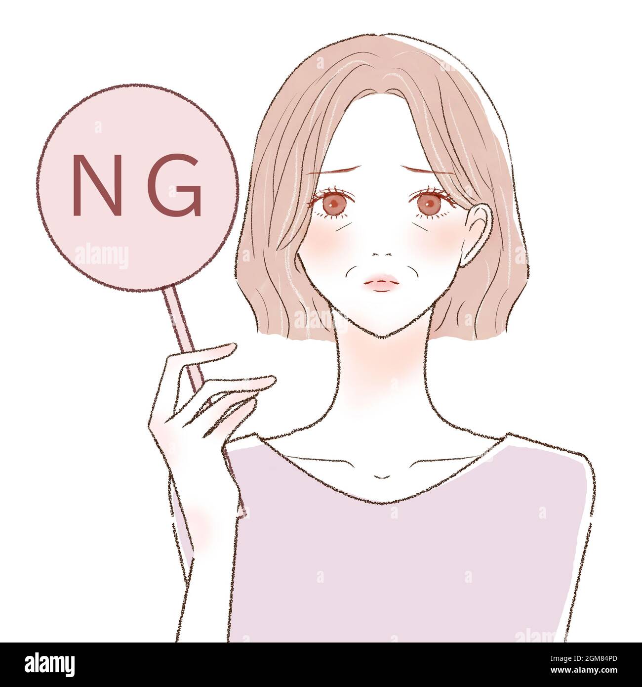 Middle-old woman ng sign. On a white background Stock Photo - Alamy