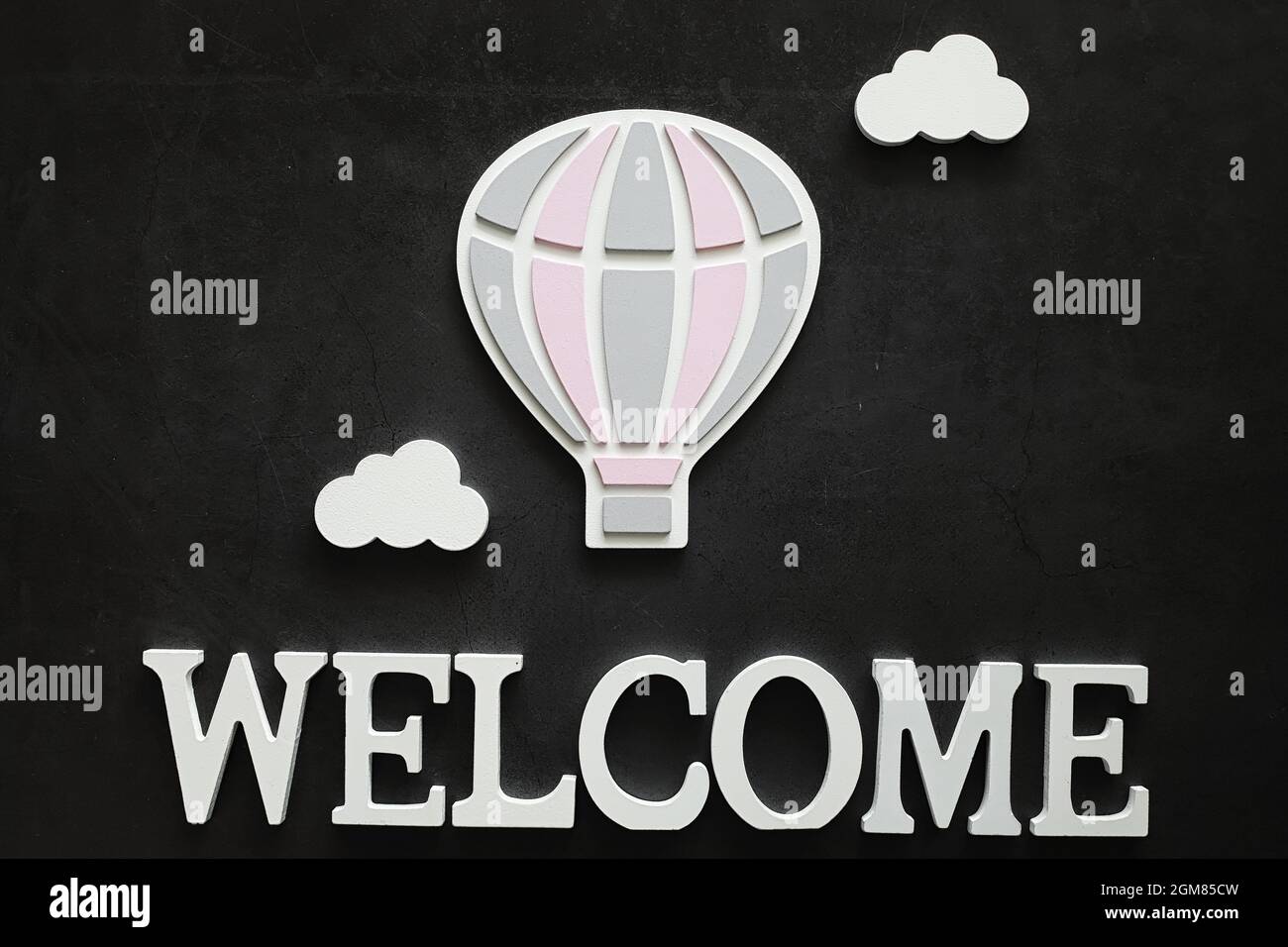 Background concept. The inscription Welcome on a dark background Stock ...