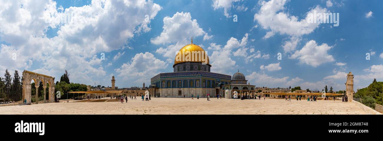 A panorama picture of the Dome of the Rock in Temple Mount Stock Photo ...