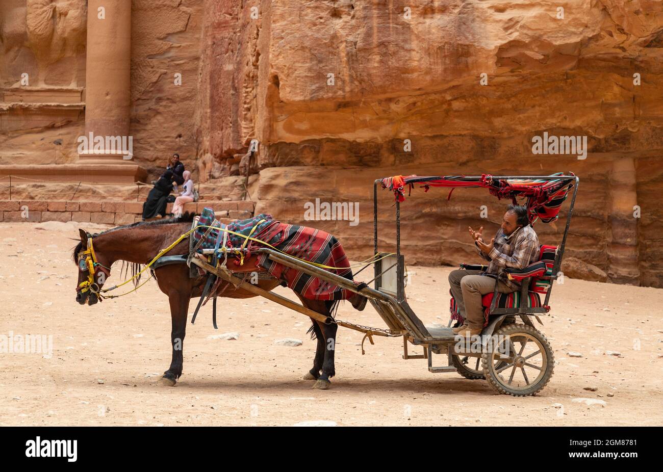 A picture of one of the horse chariots that carry tourists in Petra ...