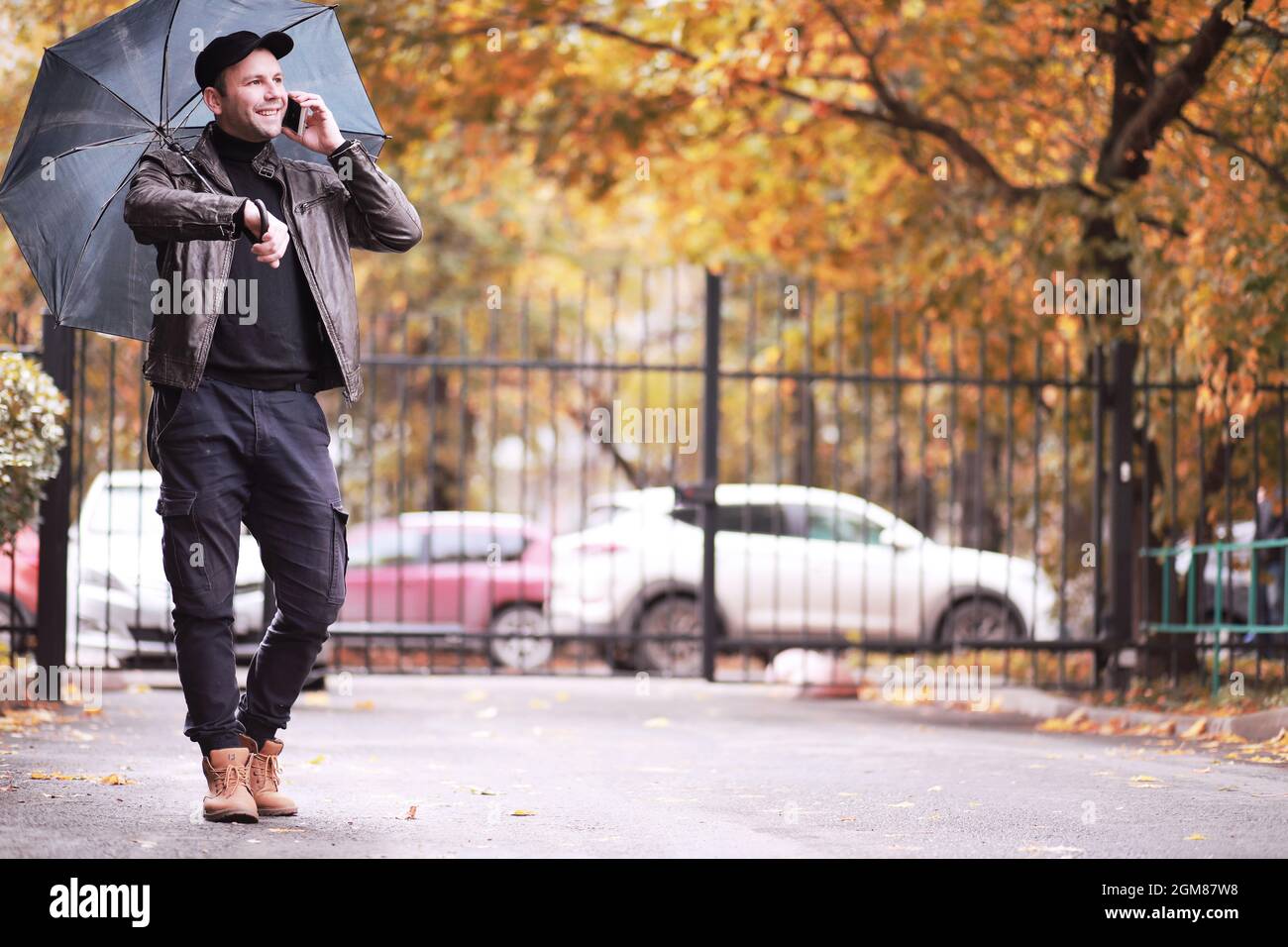 Autumn rainy park in October afternoon Stock Photo - Alamy
