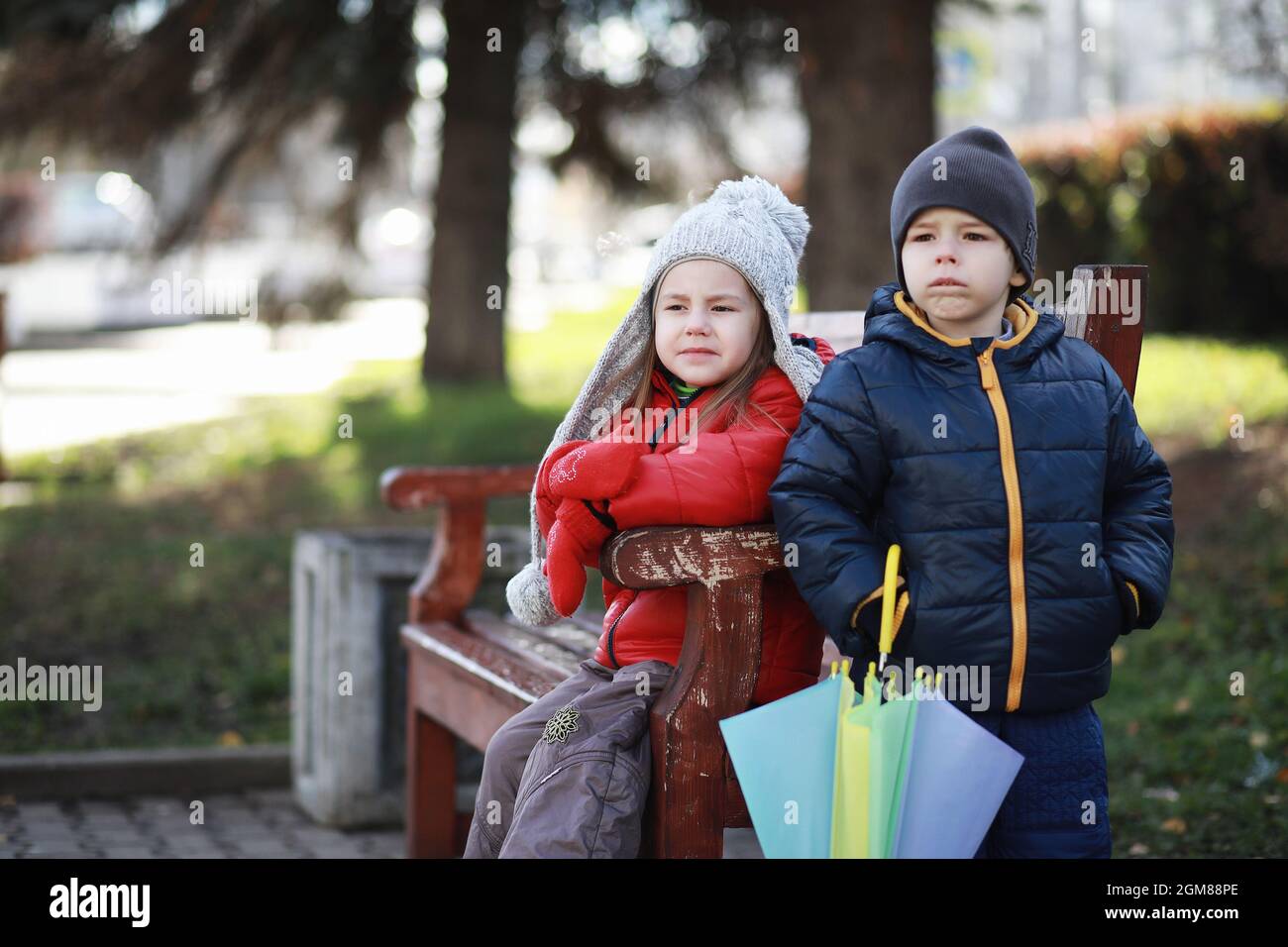 Children walk in the autumn park in the fall Stock Photo - Alamy