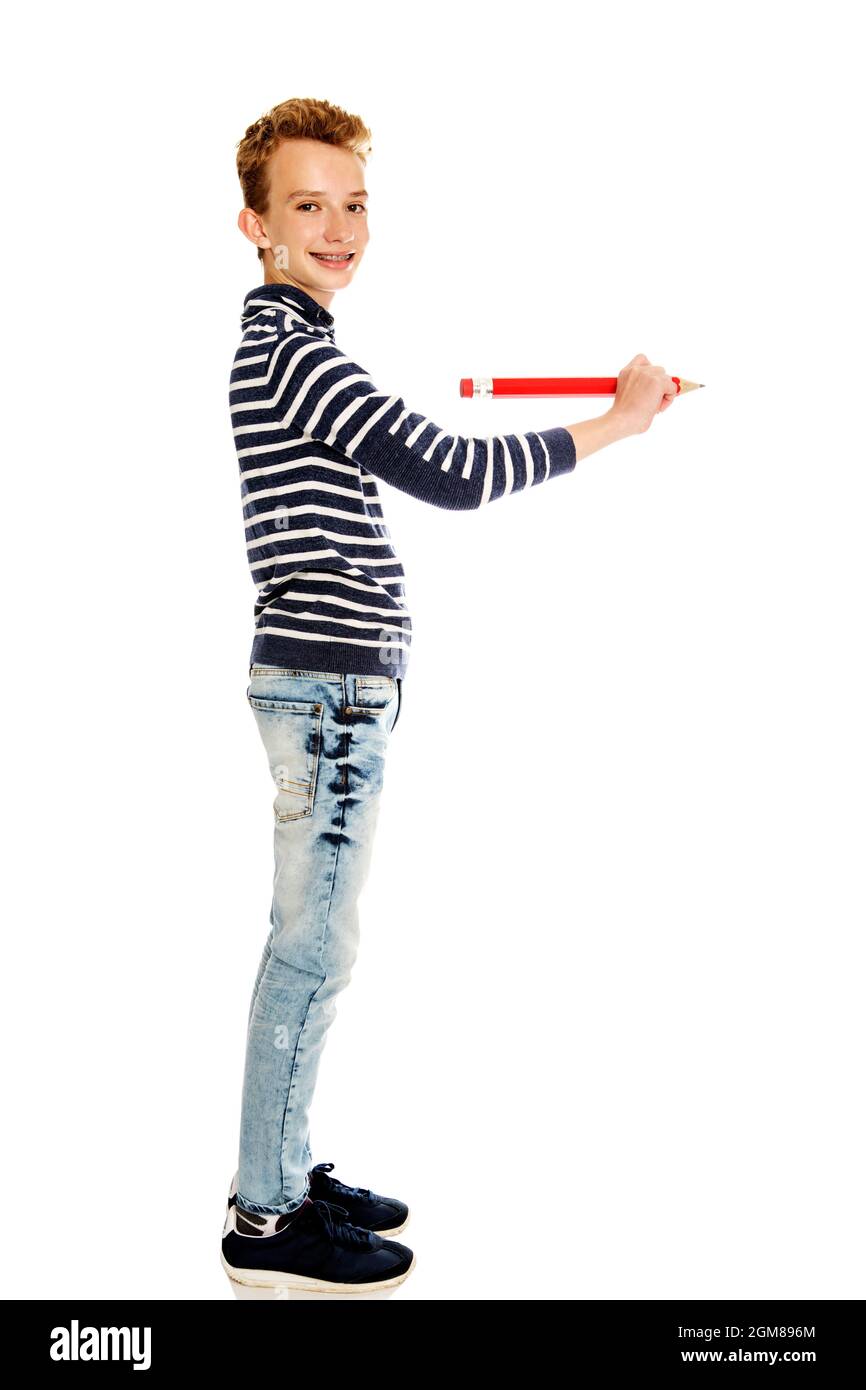 Standing young fashion model boy with the white background Stock Photo ...