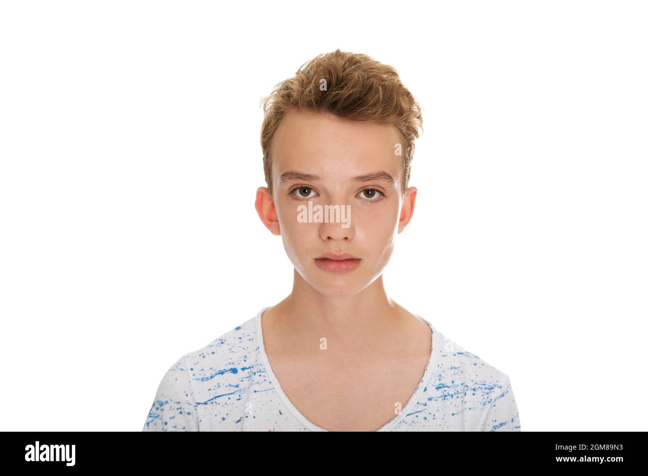 Portrait of a young boy with the white background Stock Photo - Alamy