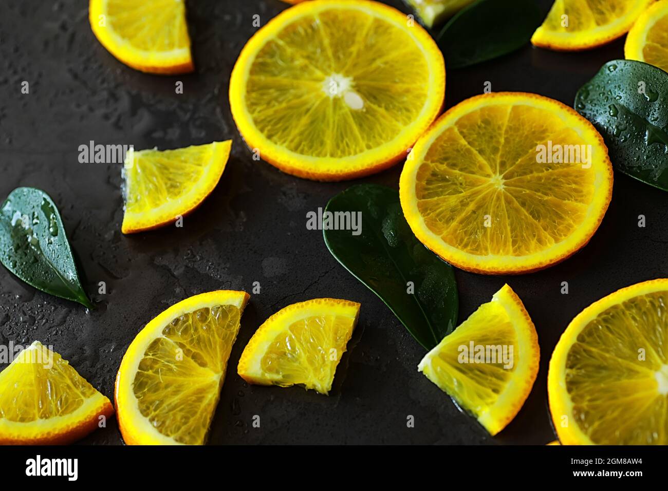 Orange citrus fruit on stone table. Orange background Stock Photo - Alamy