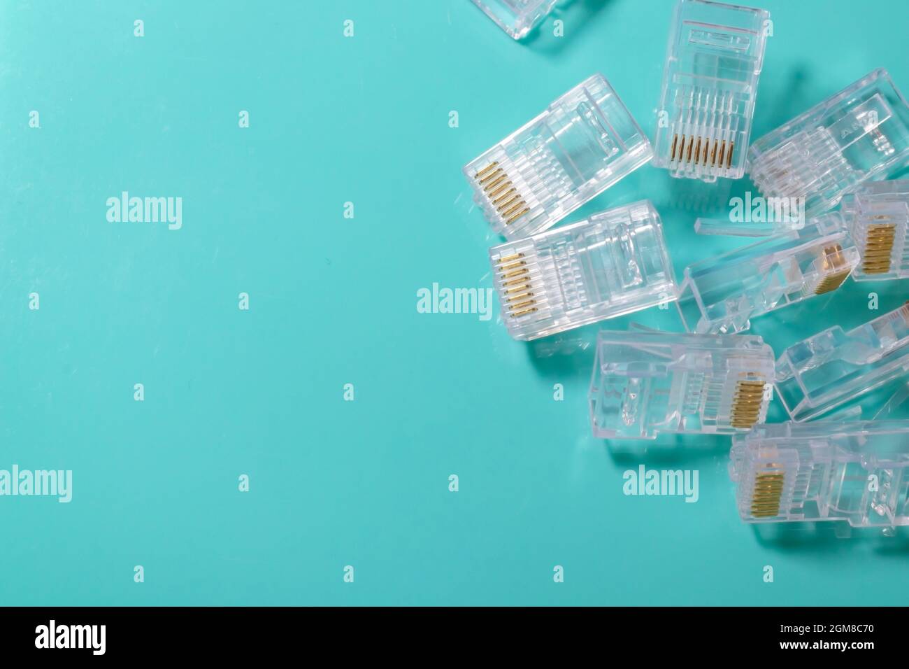 Transparent plug ethernet rj-45 connector to connect to the Internet ...
