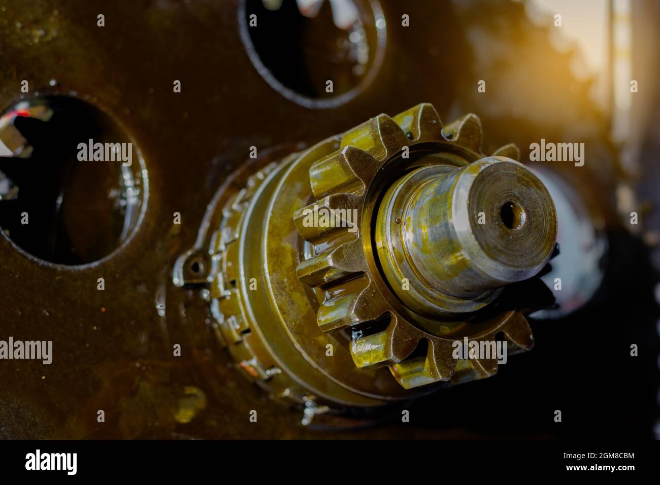 Close up internal engine gear tractor. Engine walking tractor Stock ...