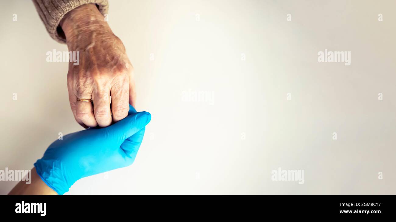 Handshake, caring, trust, treatment and support Stock Photo - Alamy