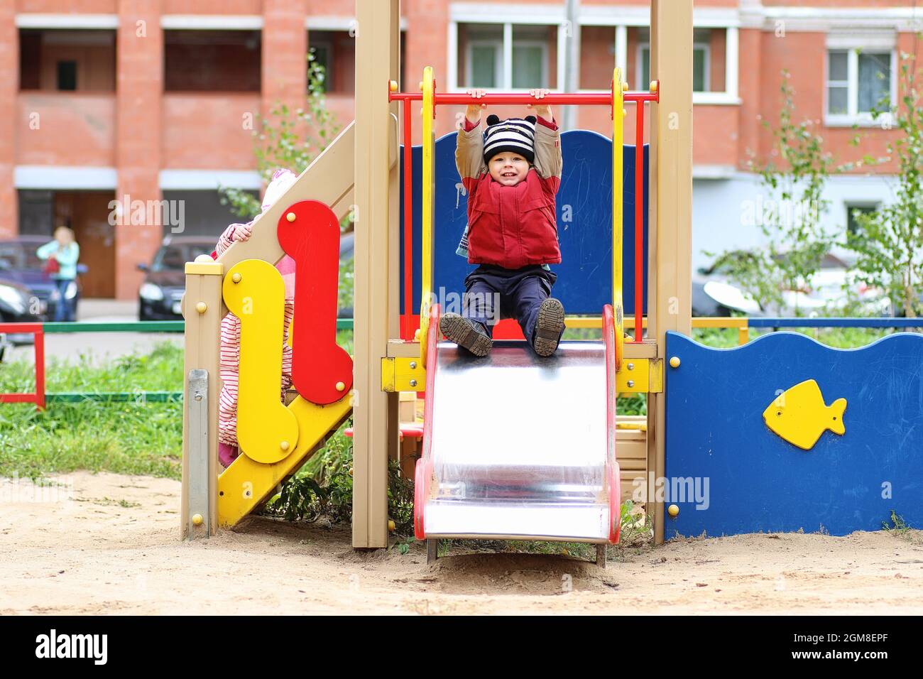 Children on the street play on the playground Stock Photo - Alamy