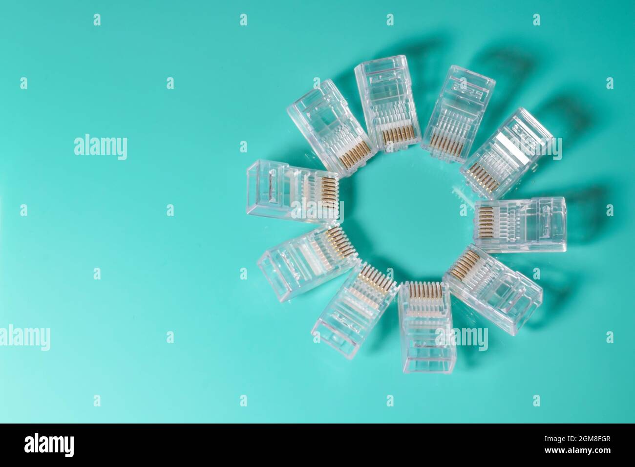 Transparent plug ethernet rj-45 connector to connect to the Internet ...