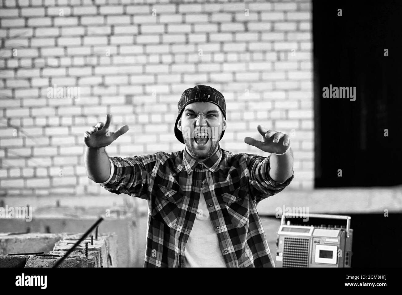 A young man with a beard hip-hop dancer Stock Photo - Alamy