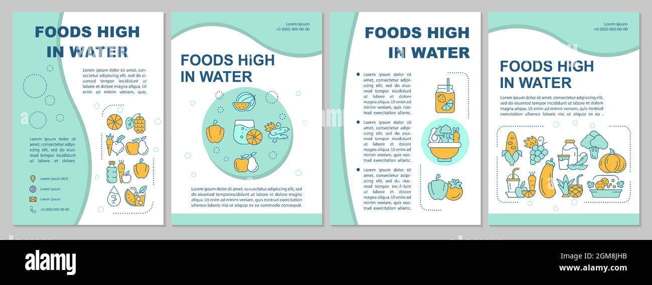 Foods high in water blue brochure template Stock Vector Image & Art - Alamy