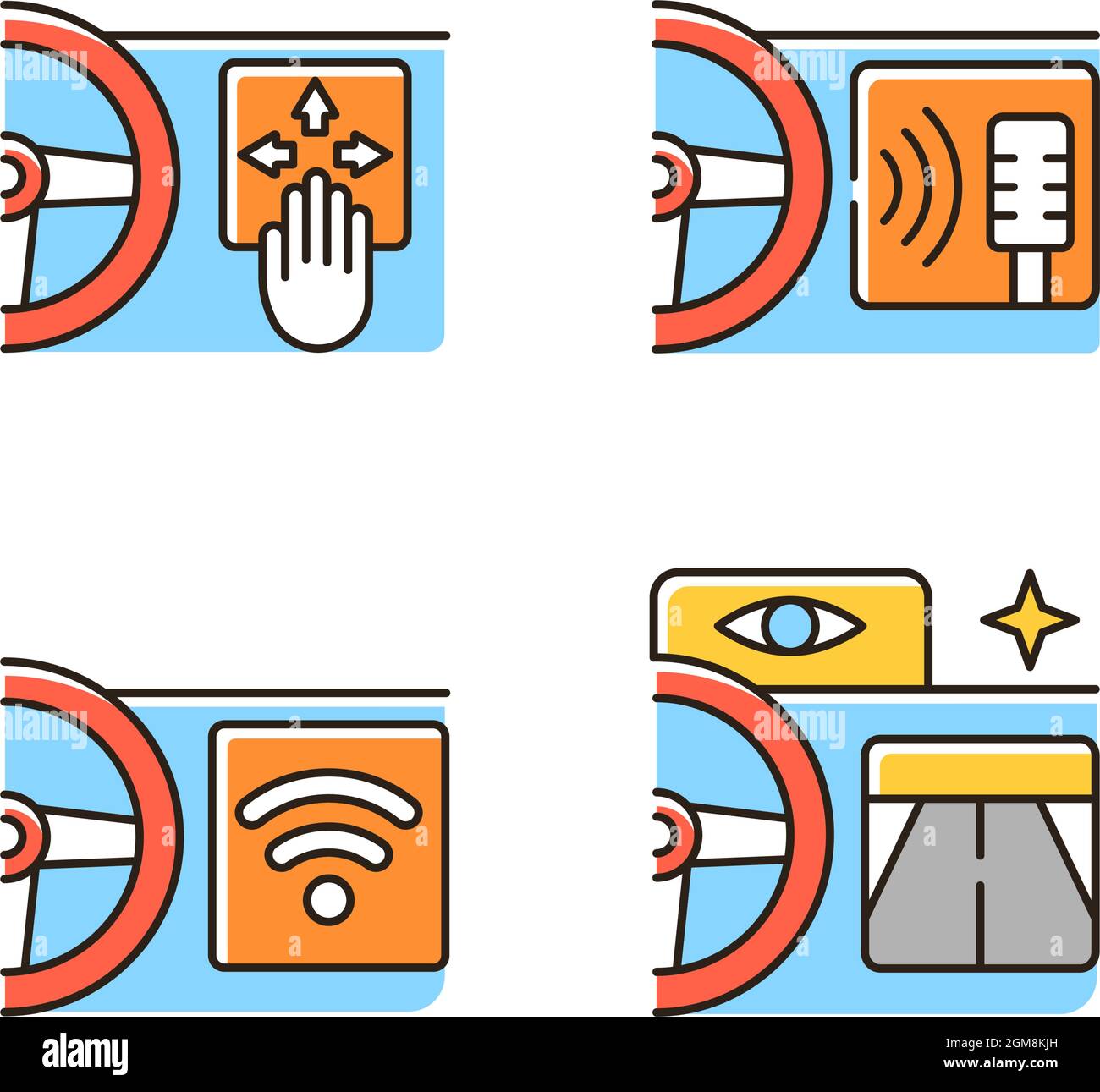 Advanced car technologies RGB color icons set Stock Vector Image & Art ...