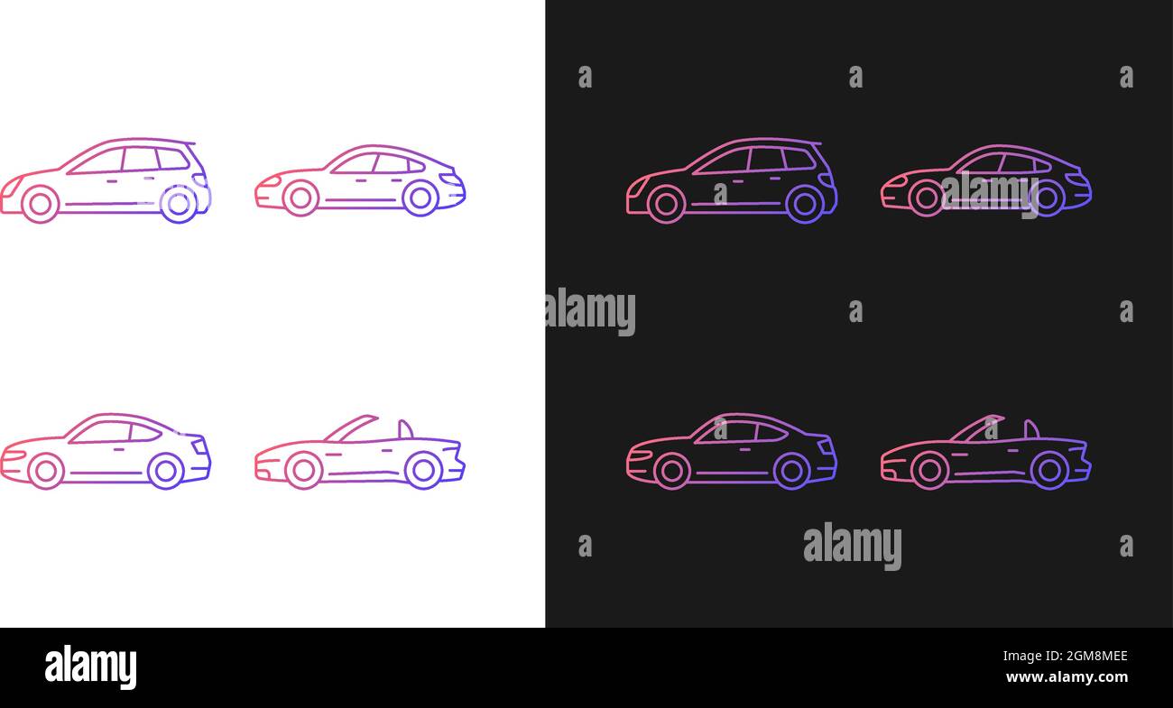 Practical sports cars gradient icons set for dark and light mode Stock ...