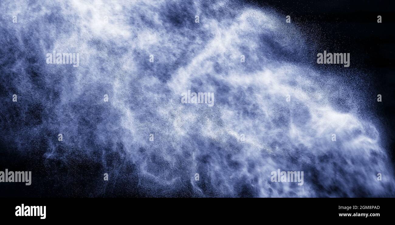 A stream of water and a cloud of drops from the atomizer Stock Photo ...