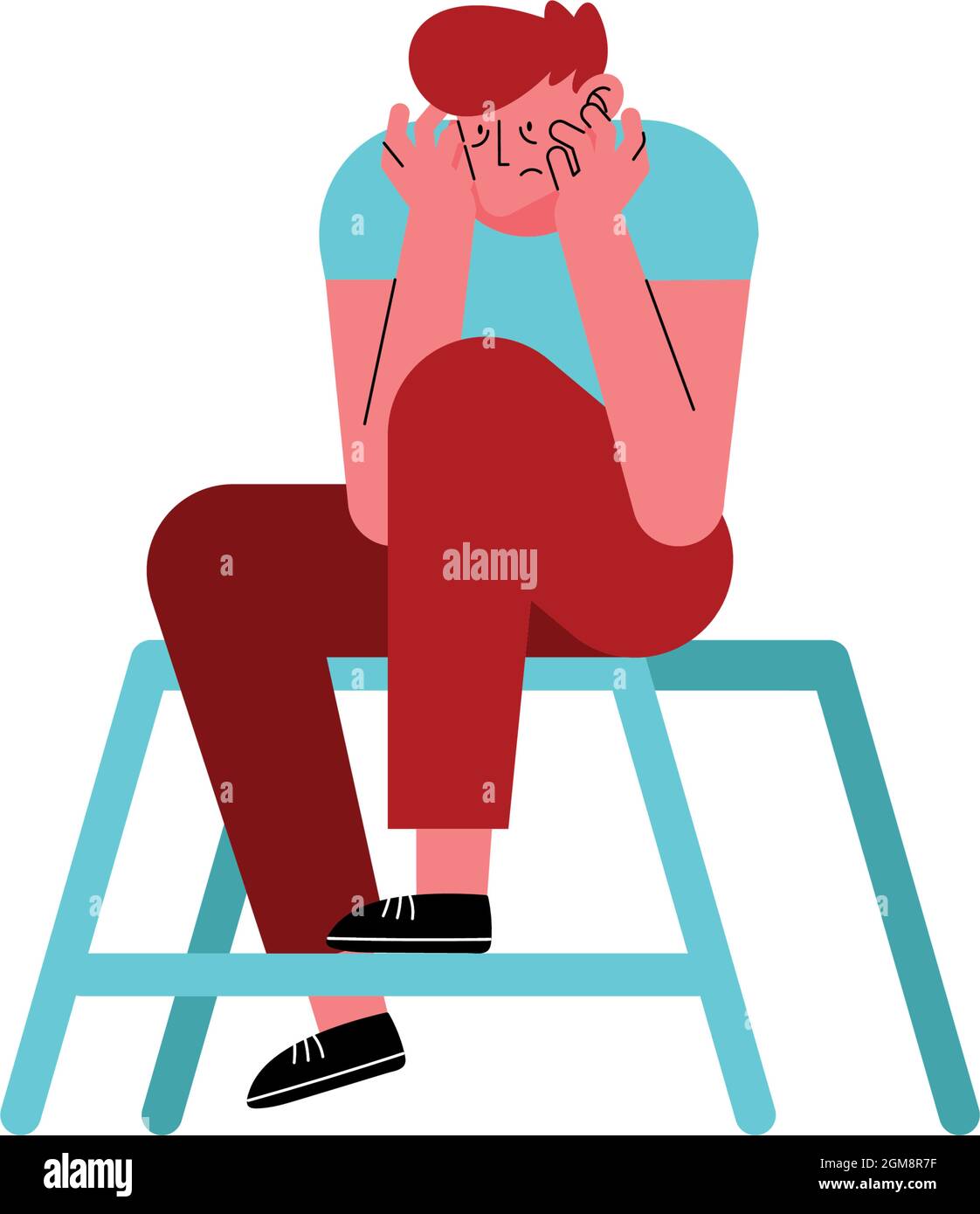 stressed man cartoon on chair on white background Stock Vector Image ...