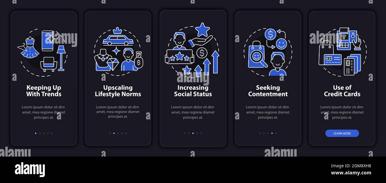 Consumerism motivation dark onboarding mobile app page screen Stock ... Consumerism motivation dark onboarding mobile app page screen Stock ...