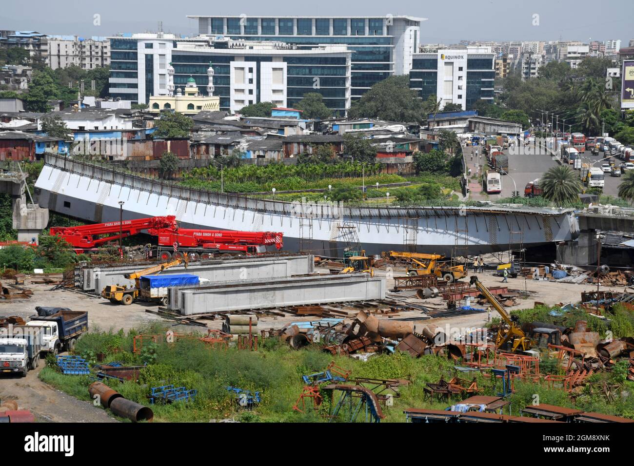 Mumbai, India. 17th Sep, 2021. View of an under-construction bridge ...