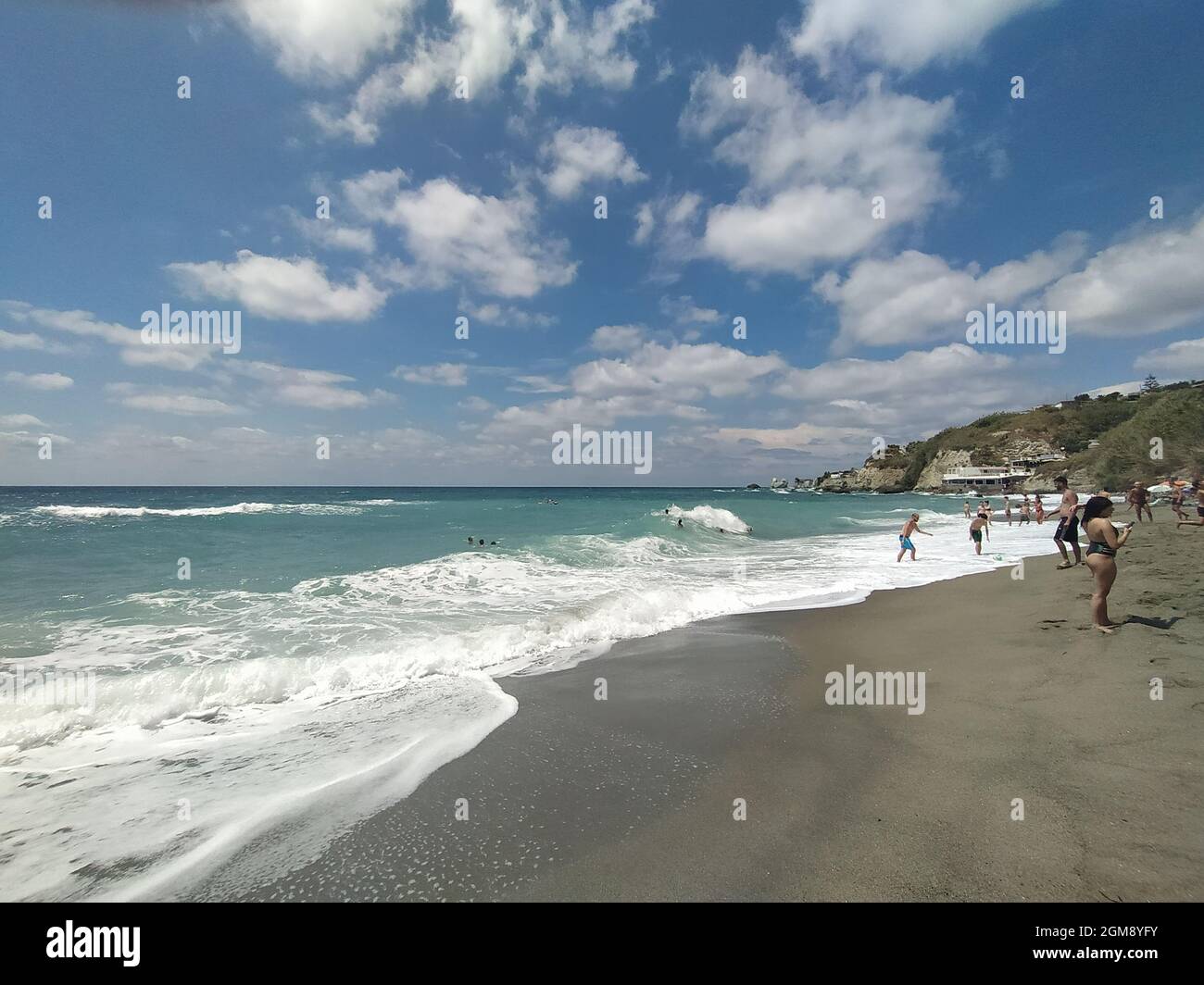View of Ischia Island in Naples, Cava dell'isola beach, Italy Stock ...