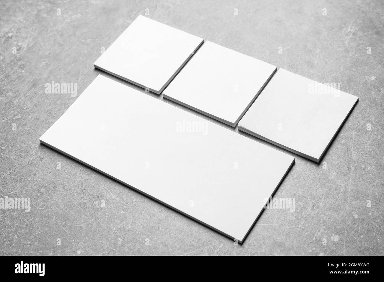 Blank cards on grey background. Mock up for design Stock Photo - Alamy