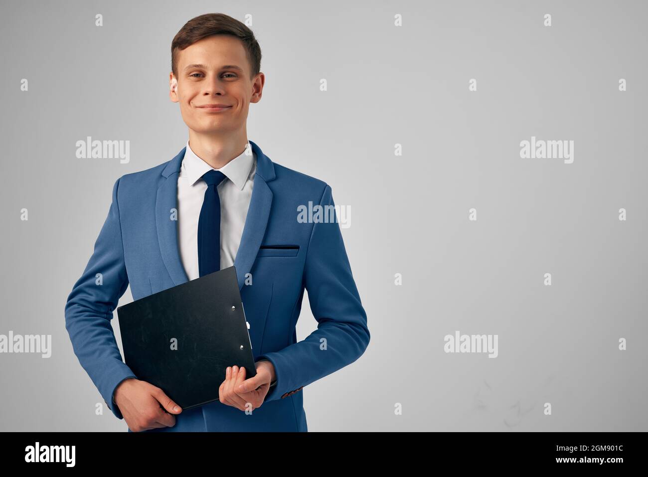business man in suit self confidence paperwork office work Stock Photo ...