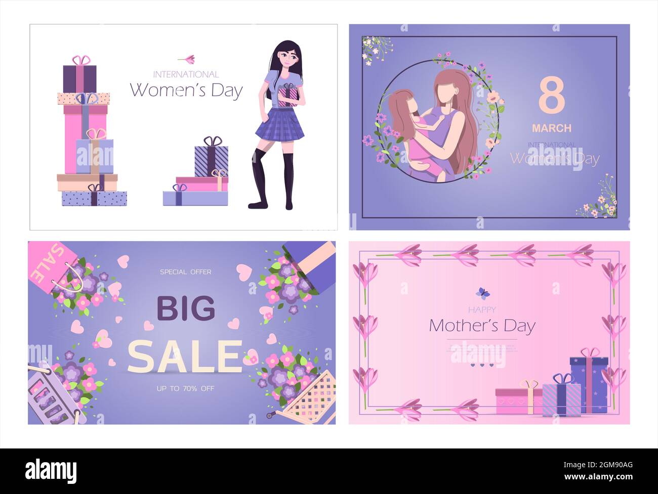 Card for the international mother s day Vector illustration for March 8 ...