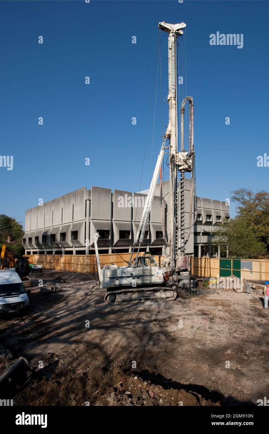 A piling rig being used in the construction of foundations for a ...