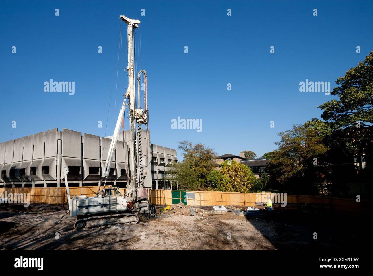 A piling rig being used in the construction of foundations for a ...