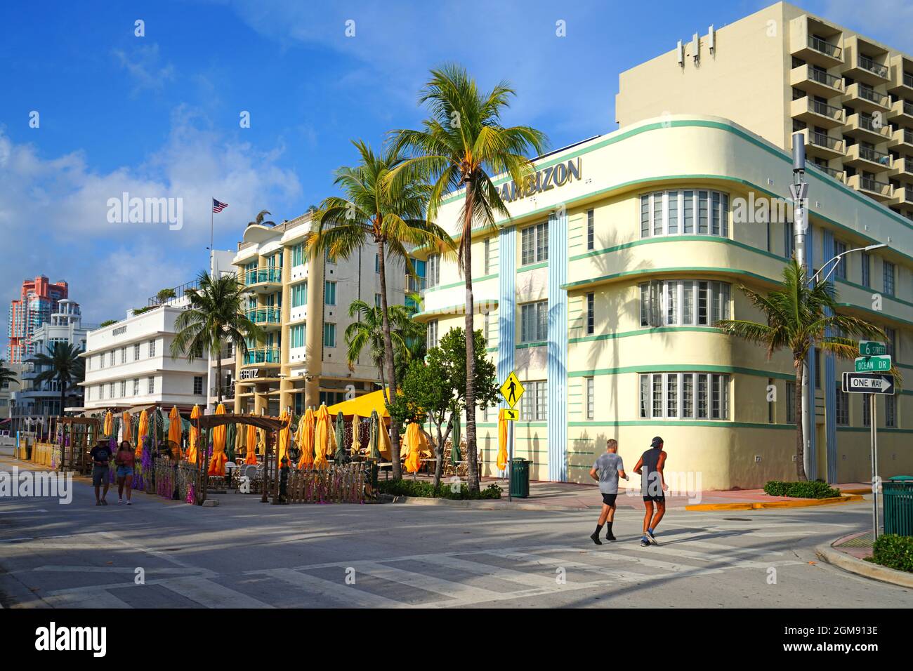 MIAMI BEACH, FL -23 APR 2021- View of classic Art Deco buildings in ...