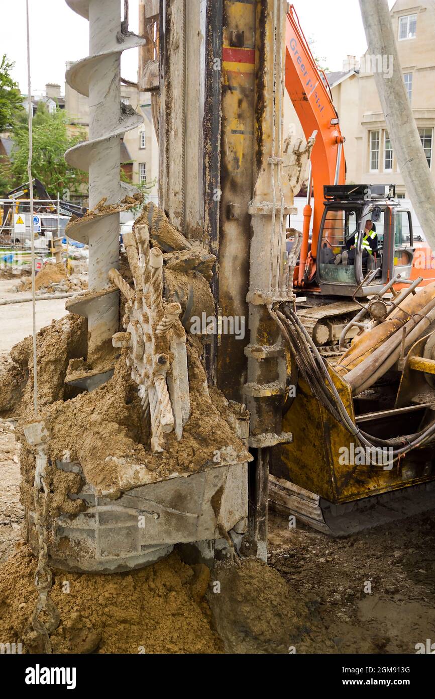 A piling rig being used in the construction of foundations for a ...