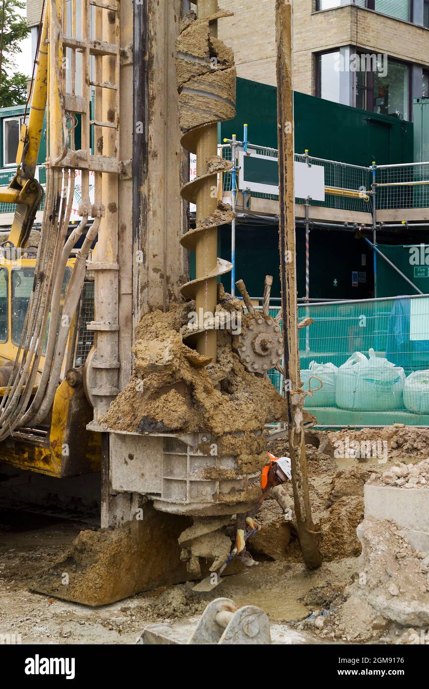 A piling rig being used in the construction of foundations for a ...