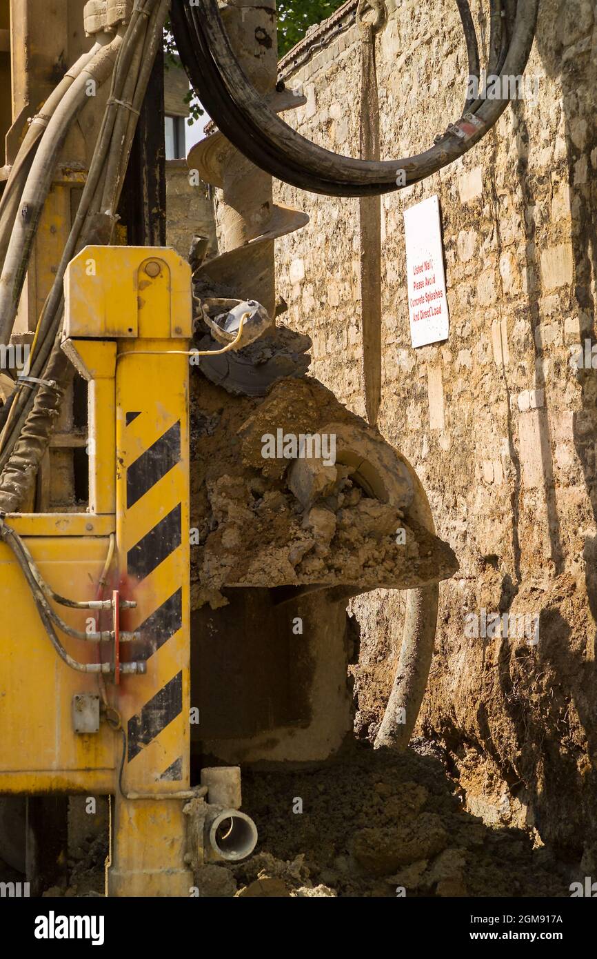 A piling rig being used in the construction of foundations for a ...