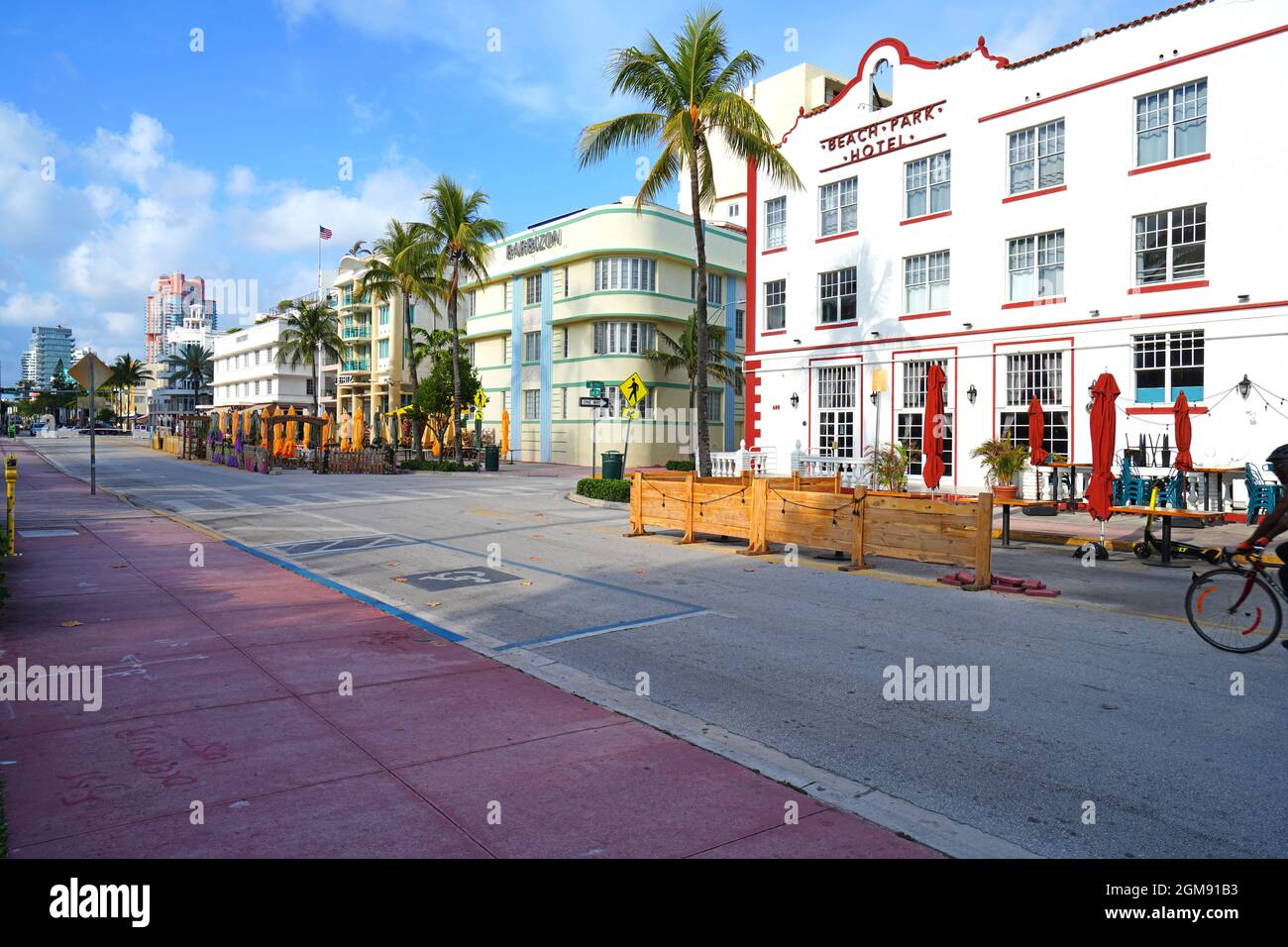 MIAMI BEACH, FL -23 APR 2021- View of classic Art Deco buildings in ...