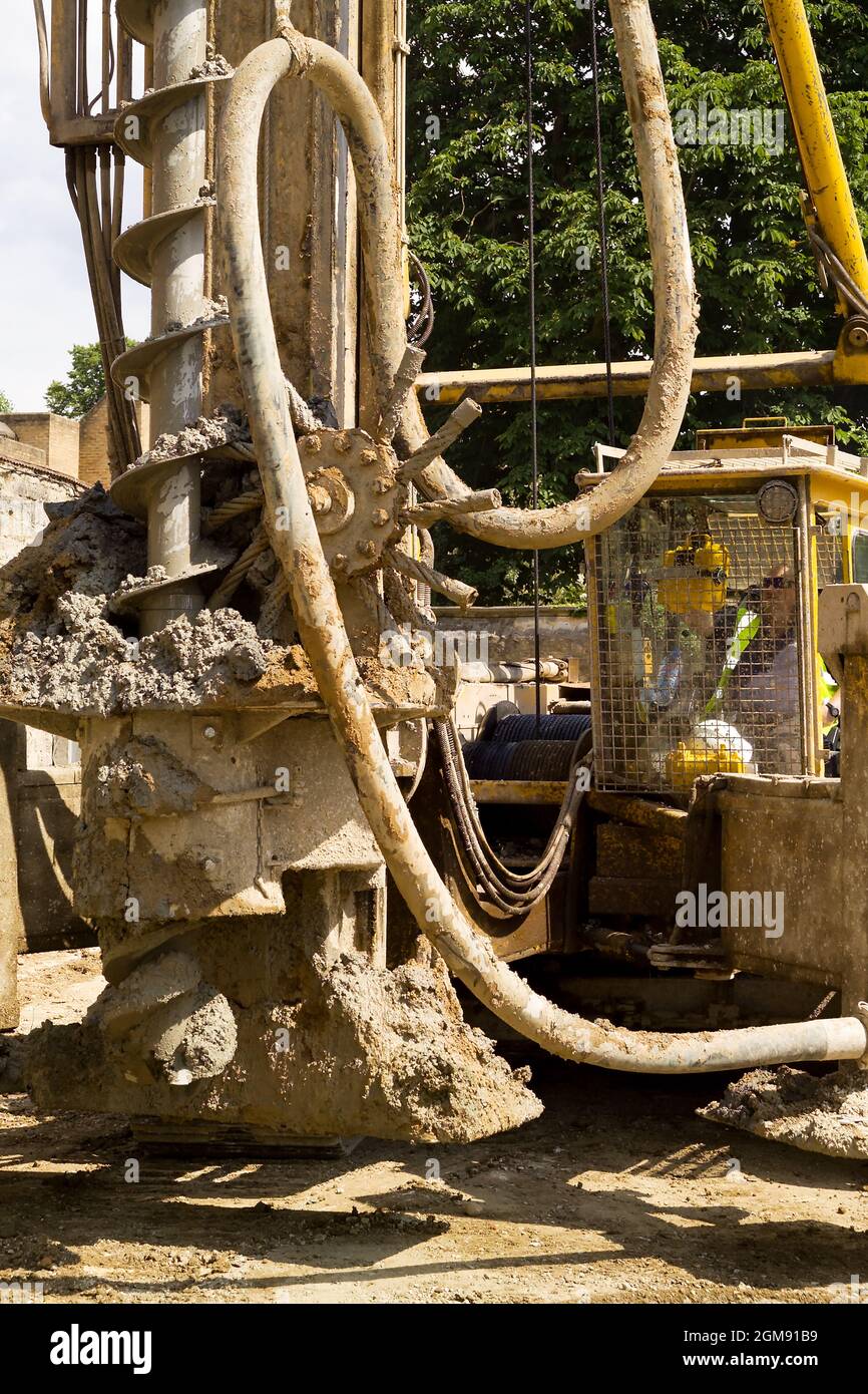 A piling rig being used in the construction of foundations for a ...