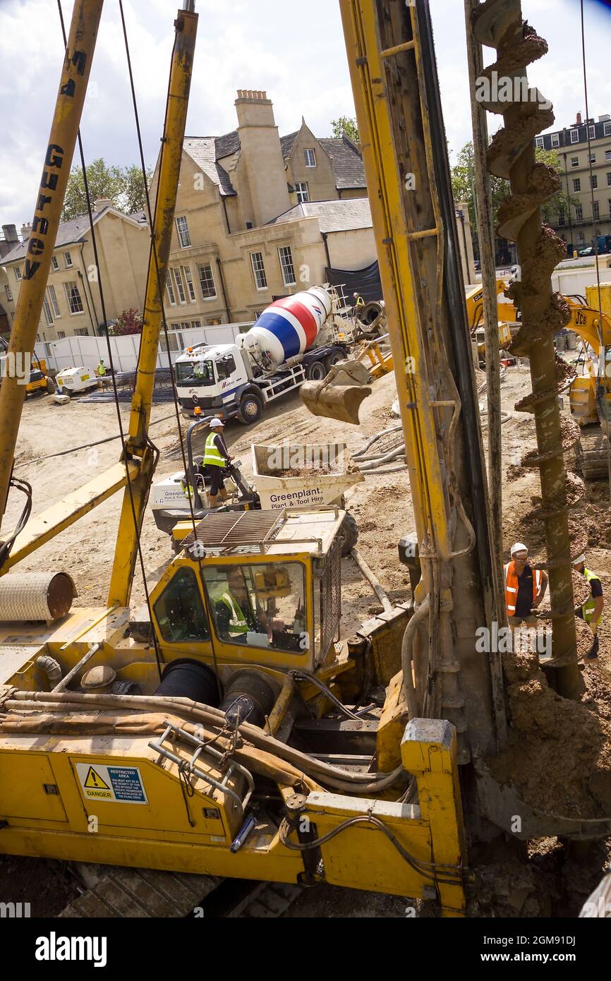A piling rig being used in the construction of foundations for a ...