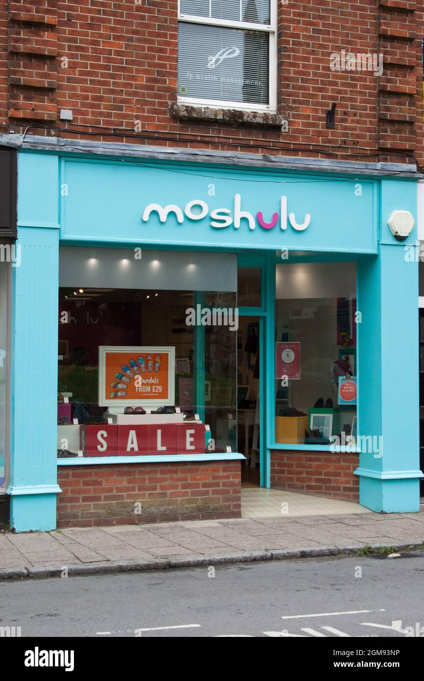 The Moshulu ladies Shoe Shop in Wimborne, Dorset in the UK Stock Photo ...