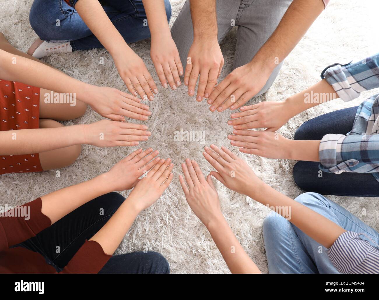 Young people making circle with their hands as symbol of unity Stock ...