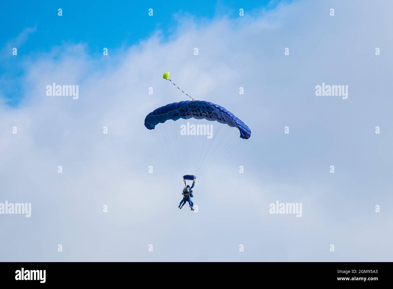 Tandem Parachutists Descending After Jumping from Aircraft at headcorn ...