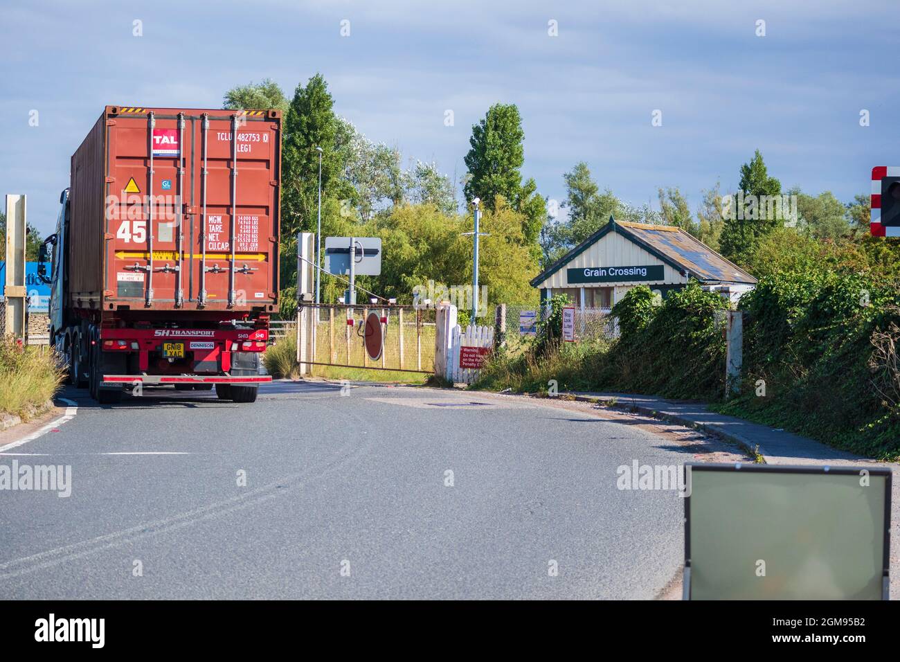 Container Lorry on A228 Isle of Grain Passing Over a Manually Operated ...