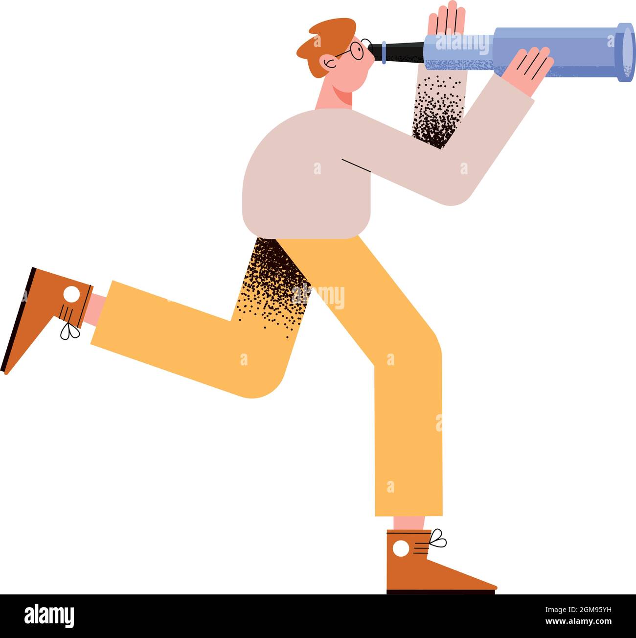 man with telescope on white background Stock Vector Image & Art - Alamy