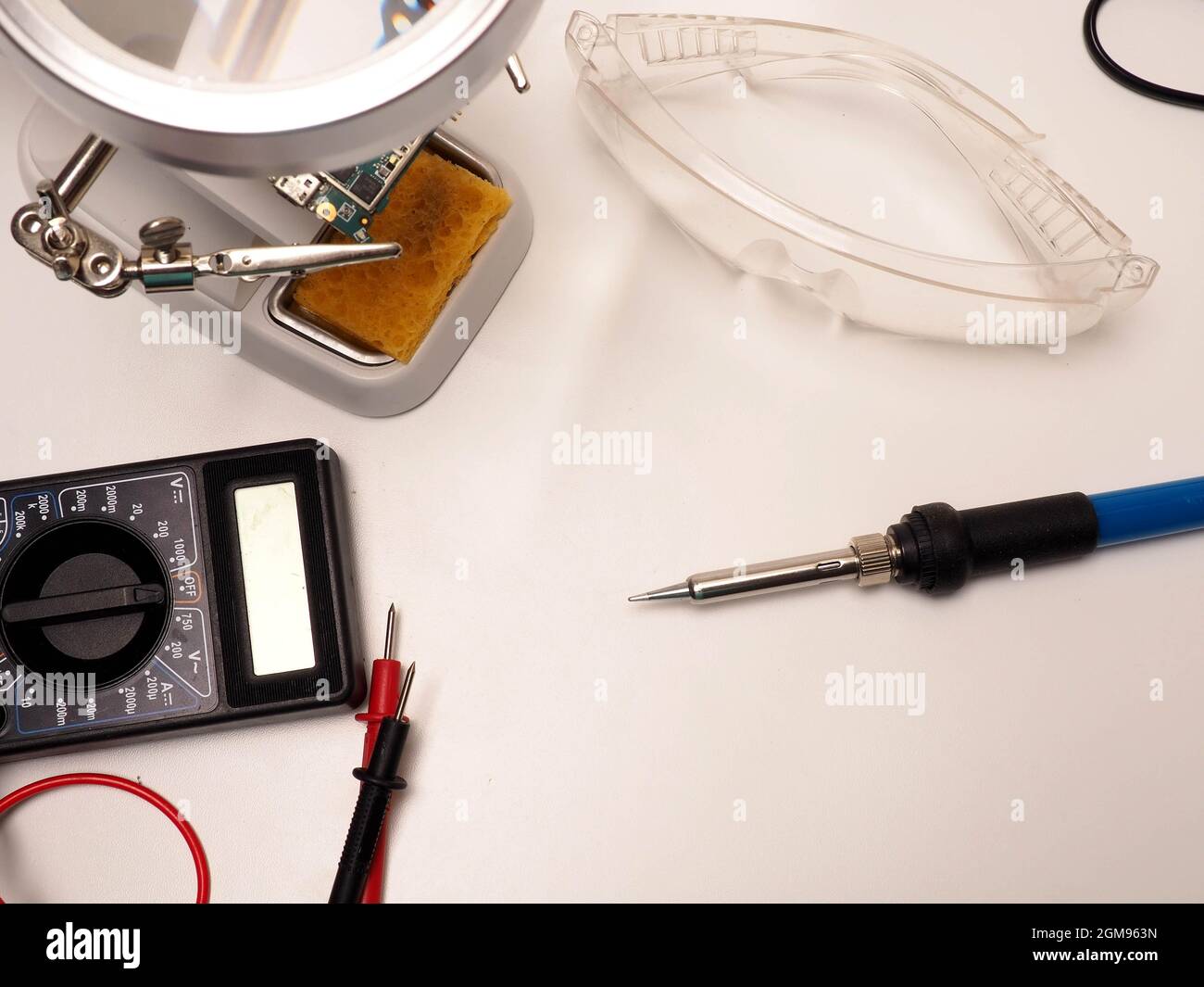 Picture of electronic repairing tools, consist of PCB holder stand ...